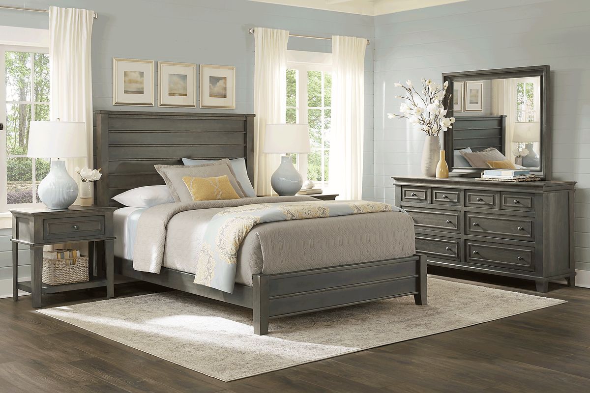 Darby Brook 5 Pc Dark Gray Queen Bedroom Set With 3 Pc Queen Bed ...