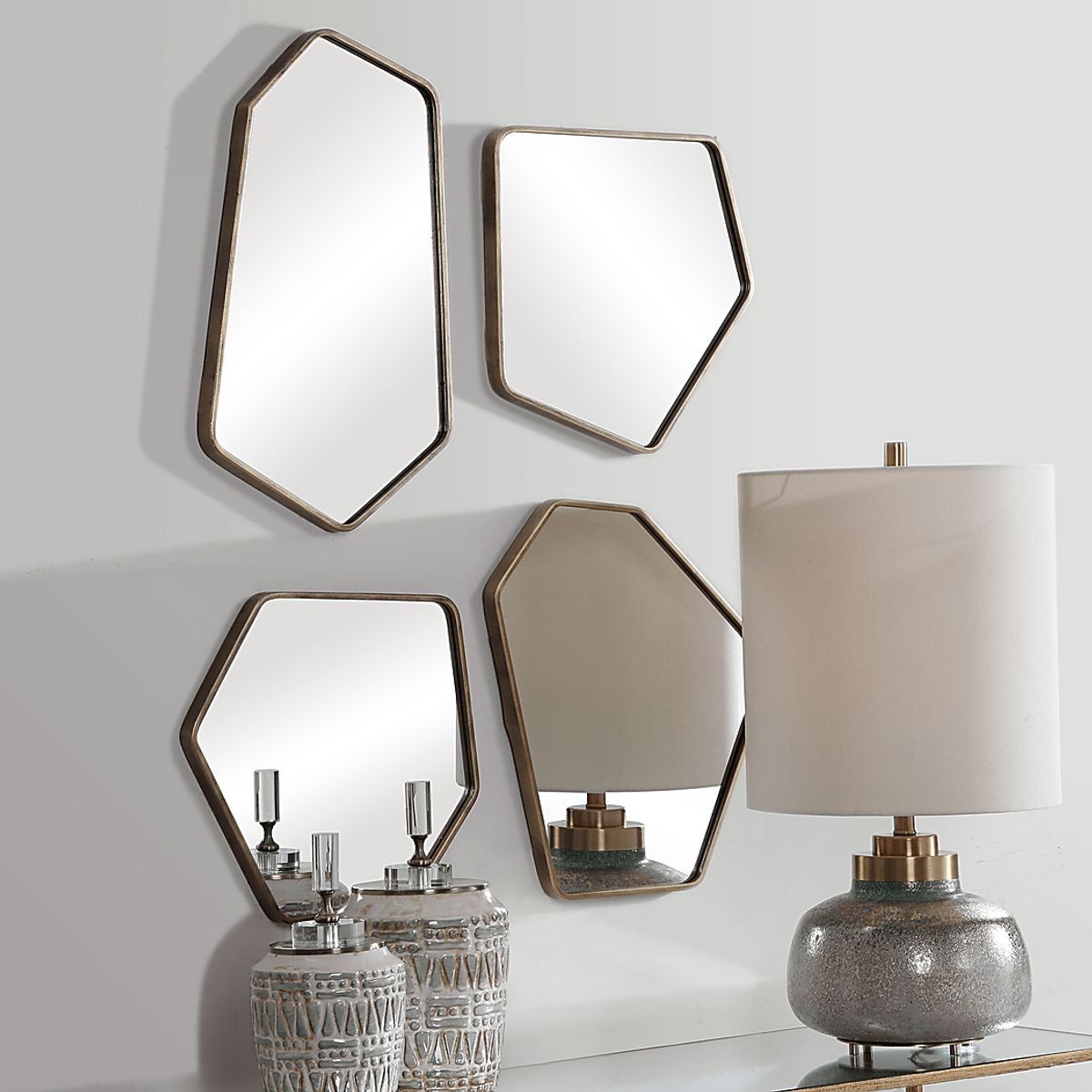Dariane Gold Colors,Metal Mirror, Set Of 4 | Rooms to Go