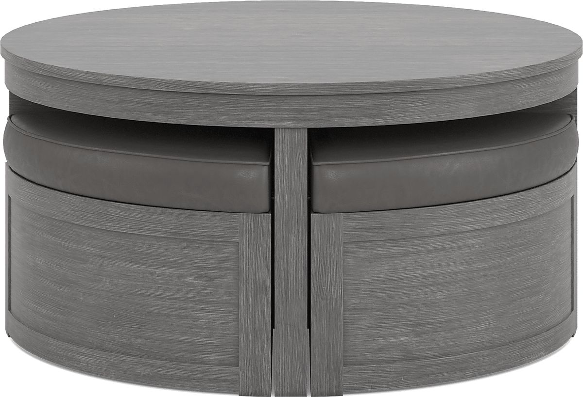 Darien Gray Cocktail Table With Storage Ottomans | Rooms to Go