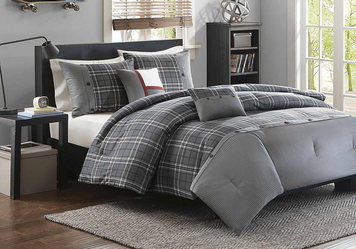 Daryl Gray Polyester Fabric Full Bed Set - Rooms To Go