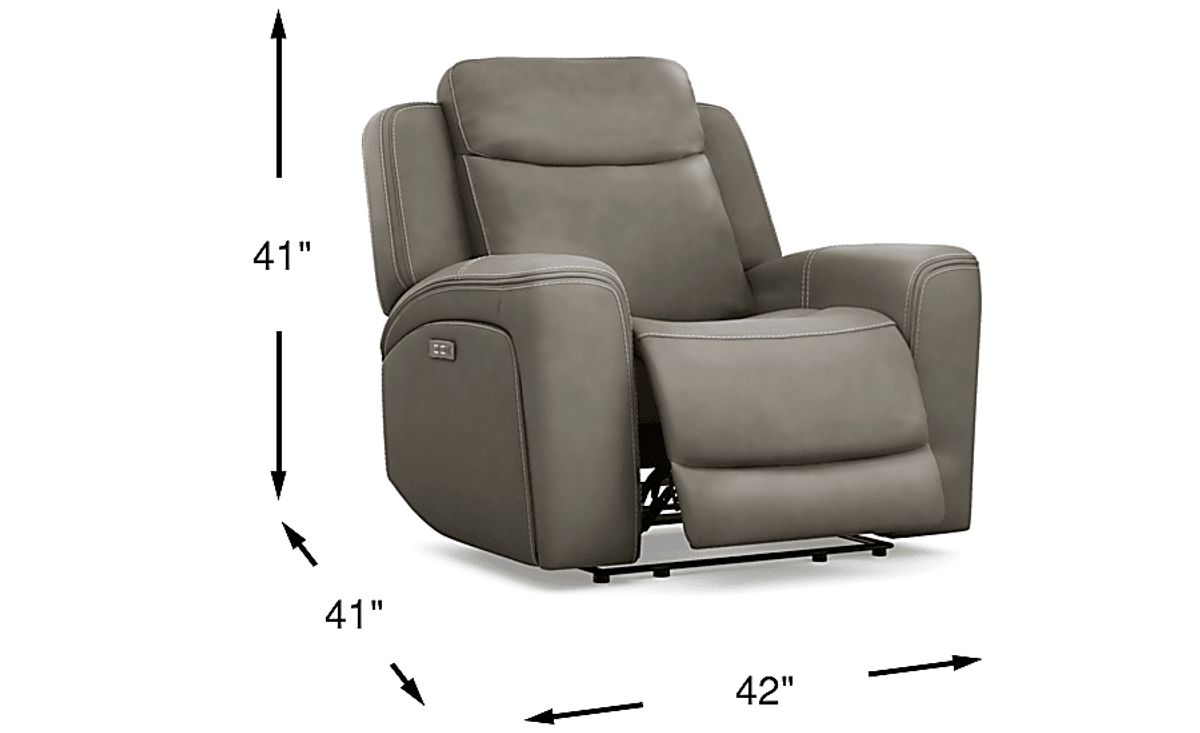 Drew & Jonathan Davidson Dark Gray Leather Dual Power Recliner | Rooms ...