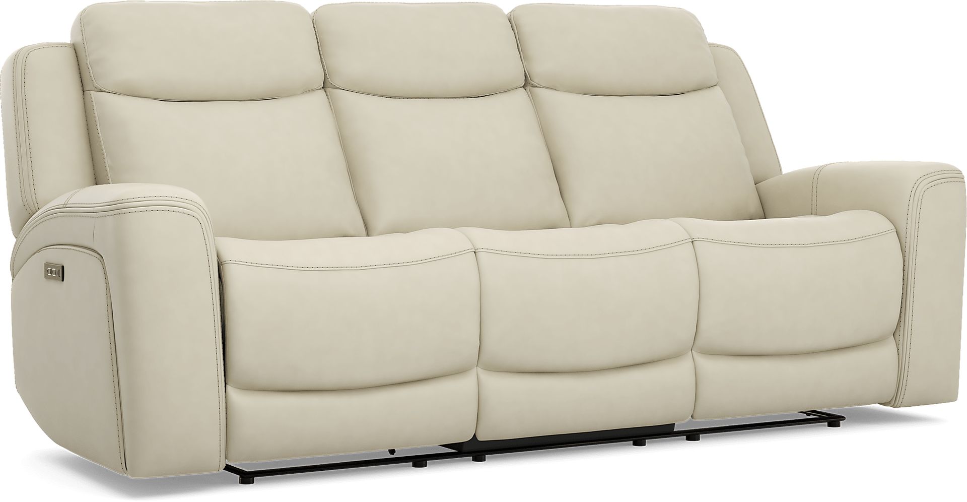 Davidson 2 Pc Platinum Beige Leather Dual Power Reclining Living Room ...
