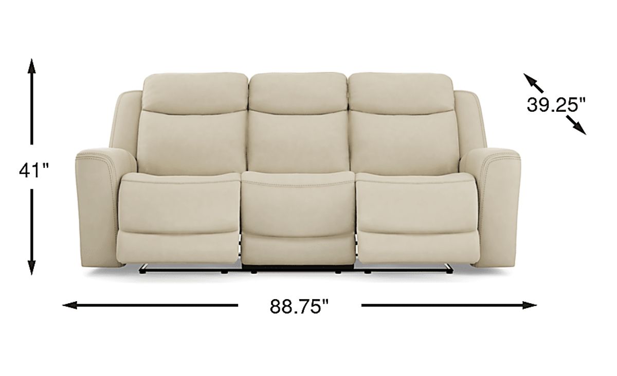 Drew & Jonathan Davidson Platinum Beige Leather Dual Power Reclining ...