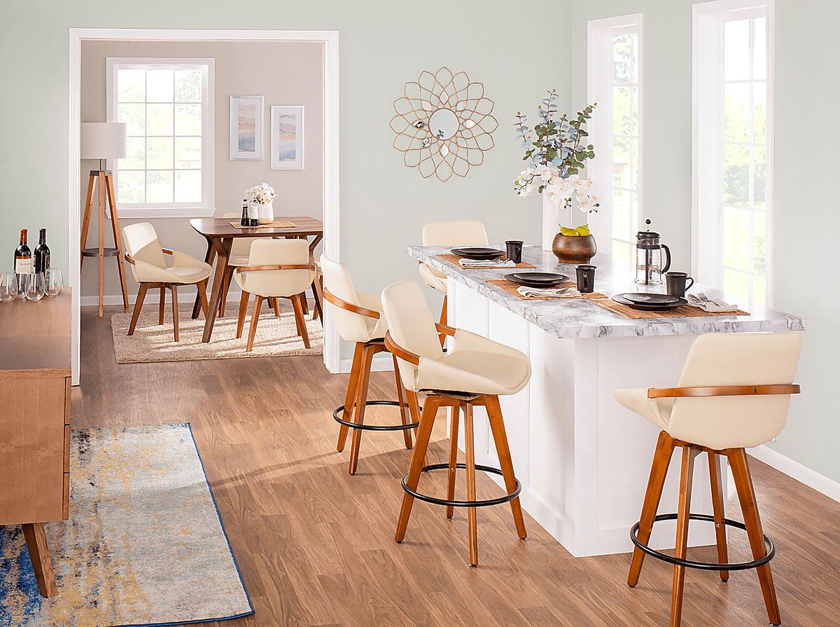 Daylilly Cream Colors,Light Wood,White Counter Stool | Rooms to Go