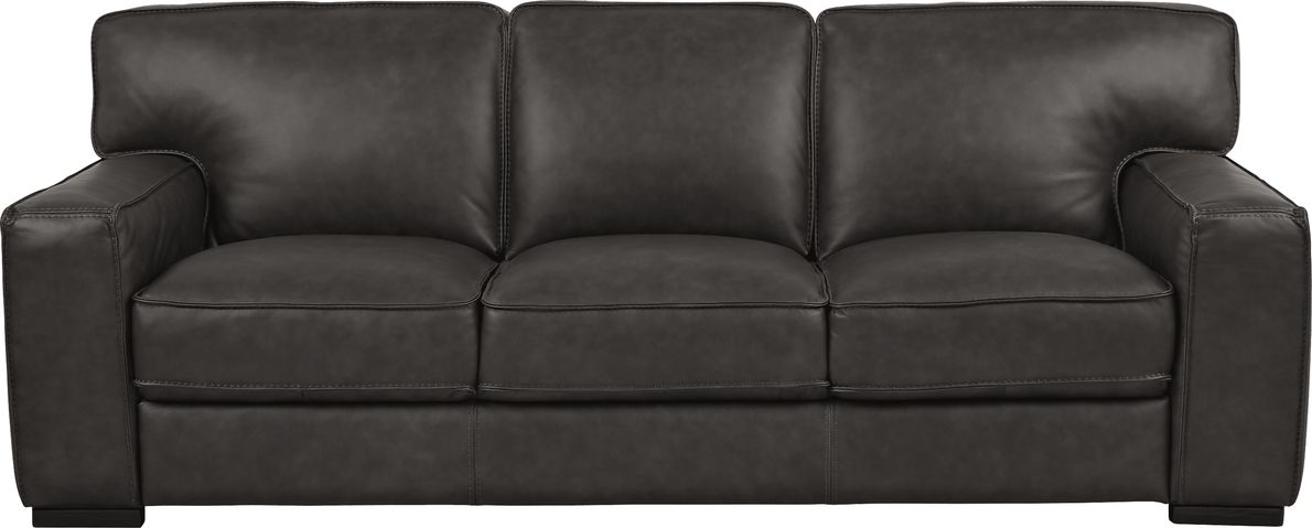 Cindy Crawford Deangelo Dark Gray Leather Sofa - Rooms To Go
