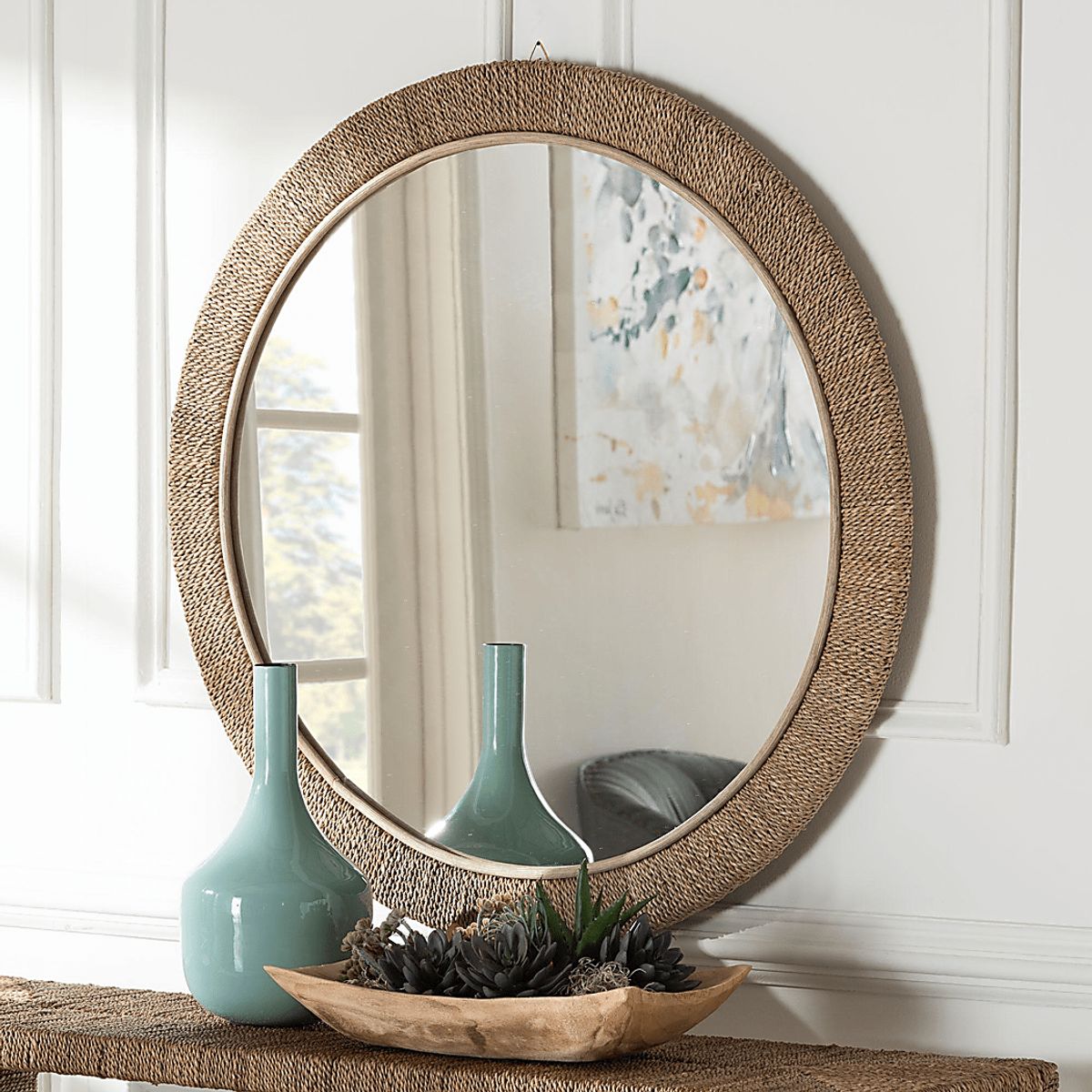 Deaven Brown Round Mirror | Rooms to Go