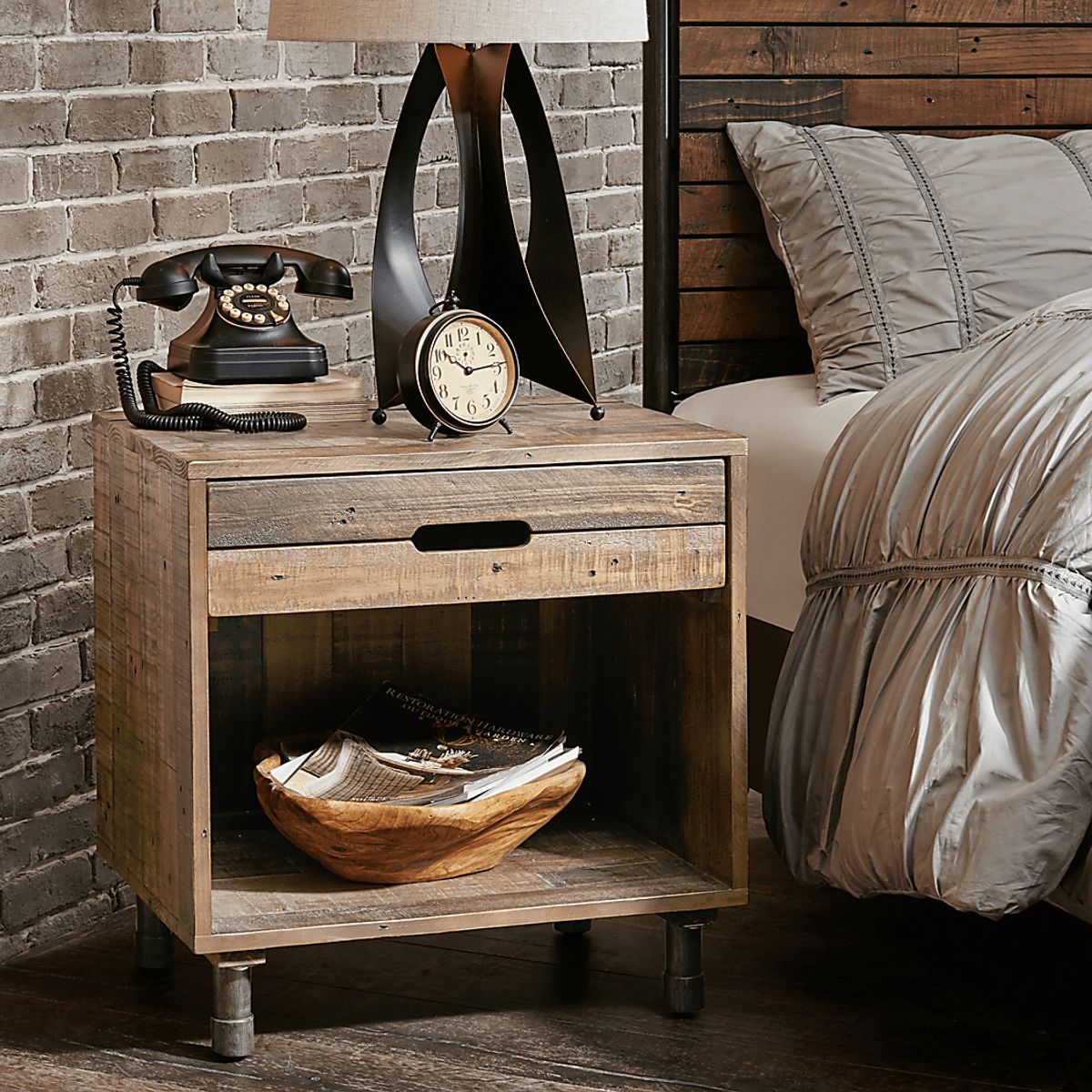 Deerpath Light Wood Fruitwood Natural Beige,White Nightstand | Rooms to Go
