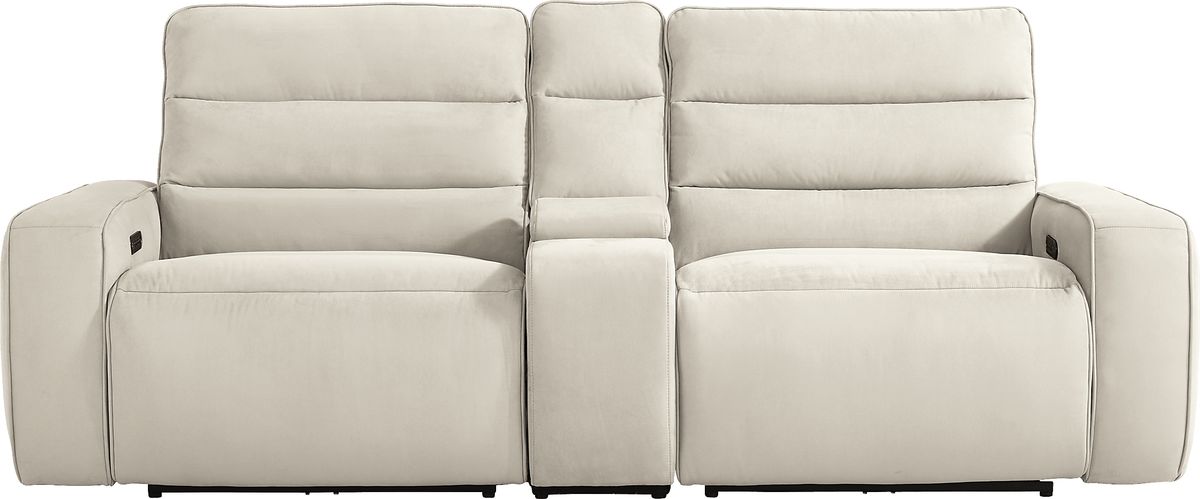 Drew & Jonathan Del Mar Ivory Beige Microfiber Dual Power Reclining ...