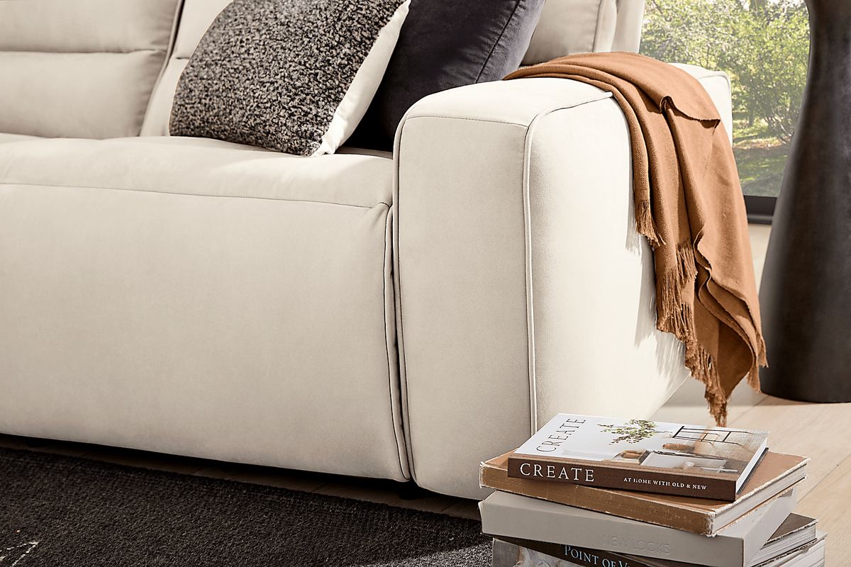 Drew & Jonathan Del Mar Ivory Beige Microfiber 5 Pc Dual Power ...