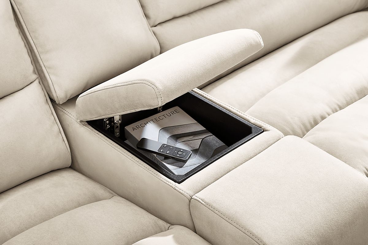Drew & Jonathan Del Mar Ivory Beige Microfiber 7 Pc Dual Power ...