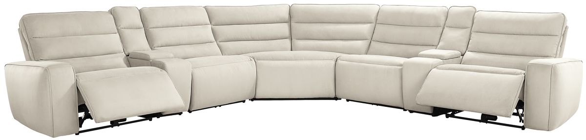 Drew & Jonathan Del Mar Ivory Beige Microfiber 7 Pc Dual Power ...