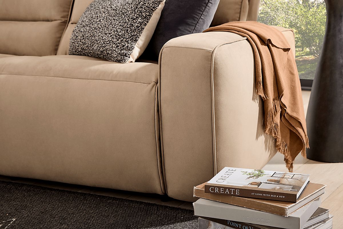 Drew & Jonathan Del Mar Sand Beige Microfiber 5 Pc Dual Power Reclining ...