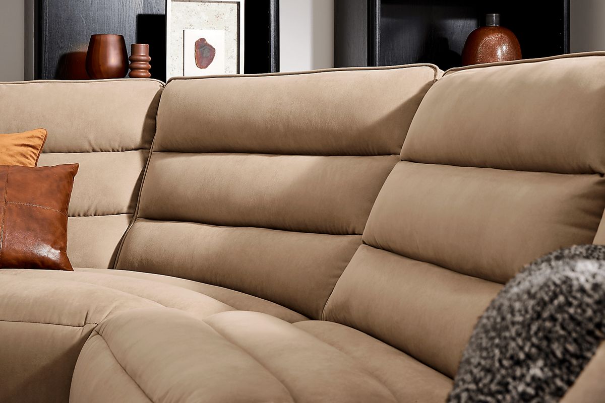 Drew & Jonathan Del Mar Sand Beige Microfiber 5 Pc Dual Power Reclining ...