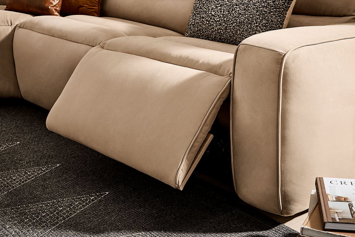 Drew & Jonathan Del Mar Sand Beige Microfiber 5 Pc Dual Power Reclining ...