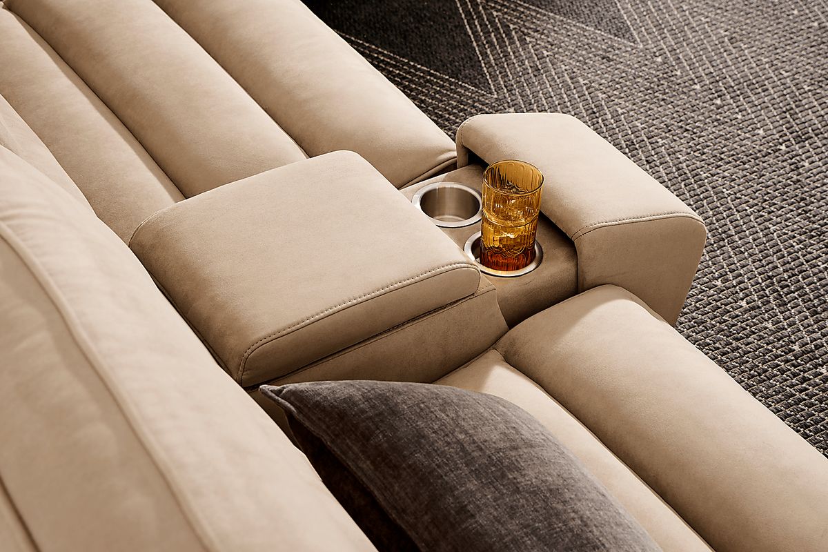 Drew & Jonathan Del Mar Sand Beige Microfiber 7 Pc Dual Power Reclining ...
