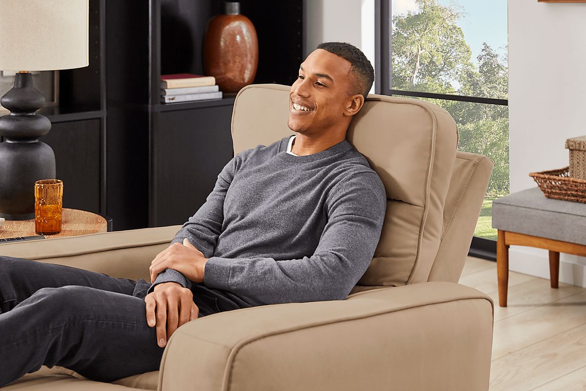 Drew & Jonathan Del Mar Sand Beige Microfiber Dual Power Recliner ...
