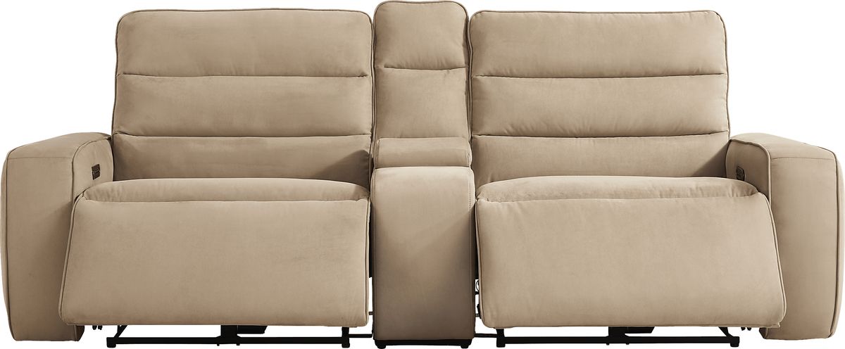 Drew & Jonathan Del Mar Sand Beige Microfiber Dual Power Reclining ...