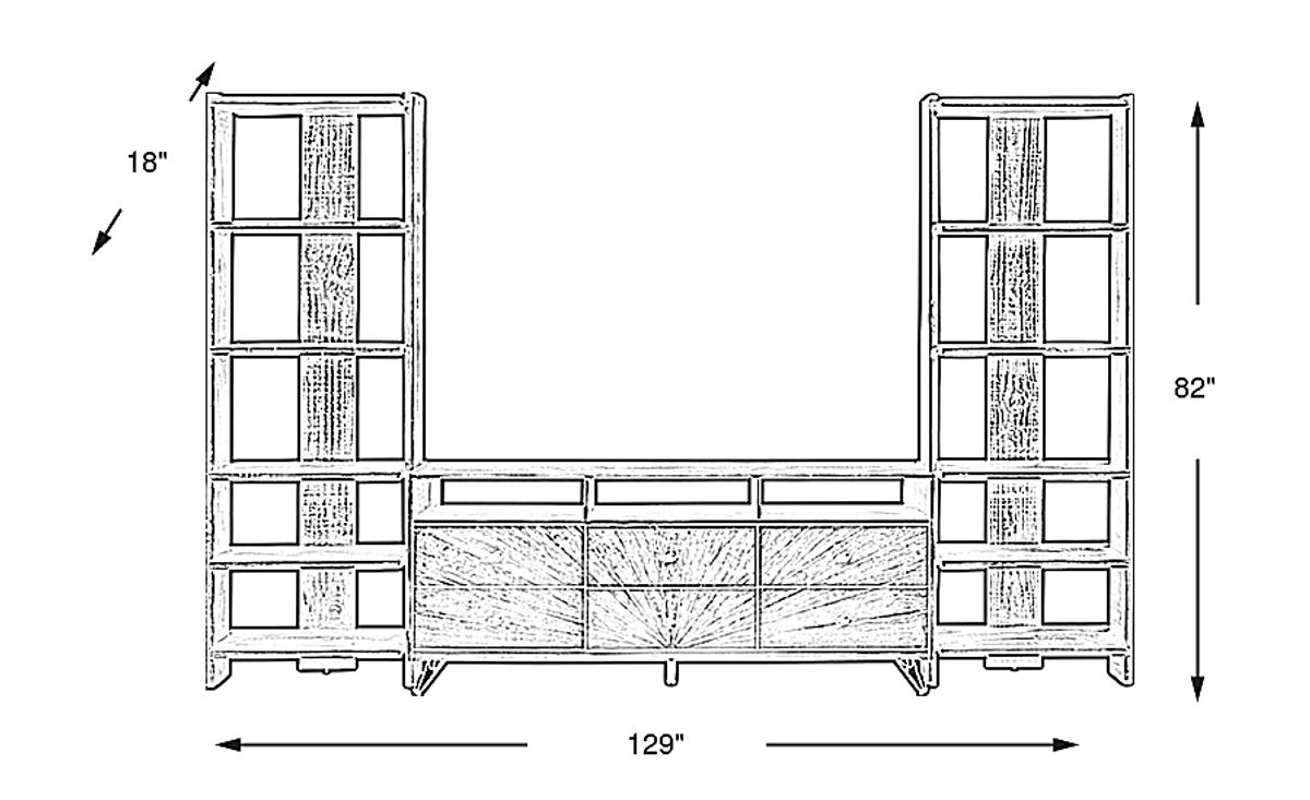 Del Sol Brown Dark Wood 3 Pc Wall Unit With 71 In Console | Rooms to Go
