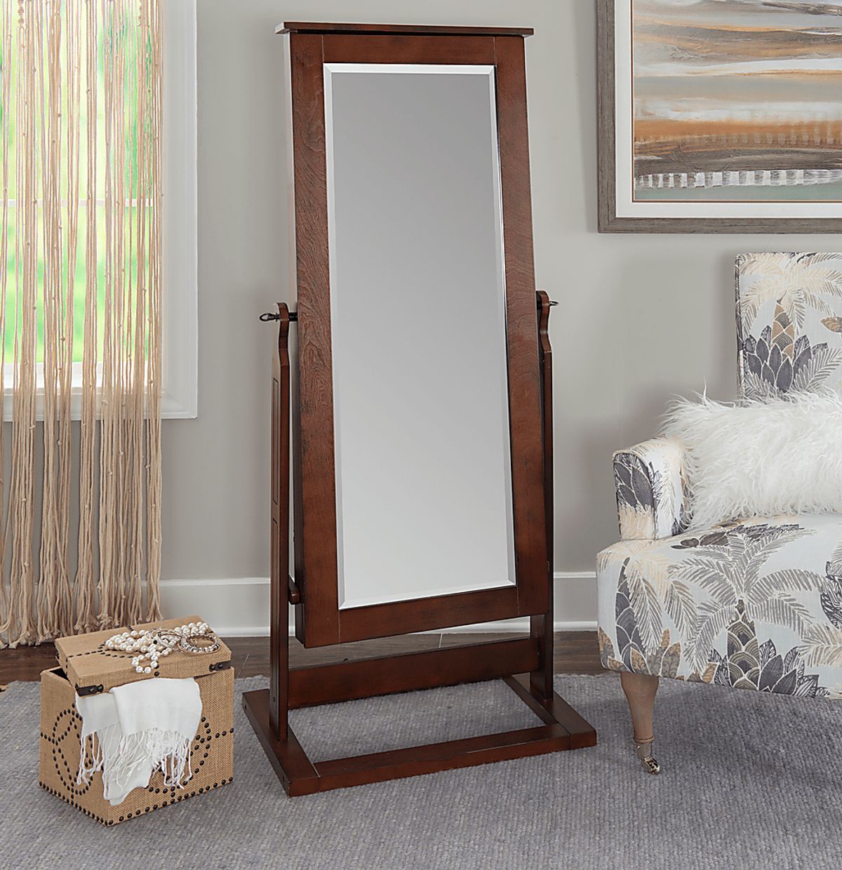 Delafield Brown Dark Wood Jewelry Armoire | Rooms to Go