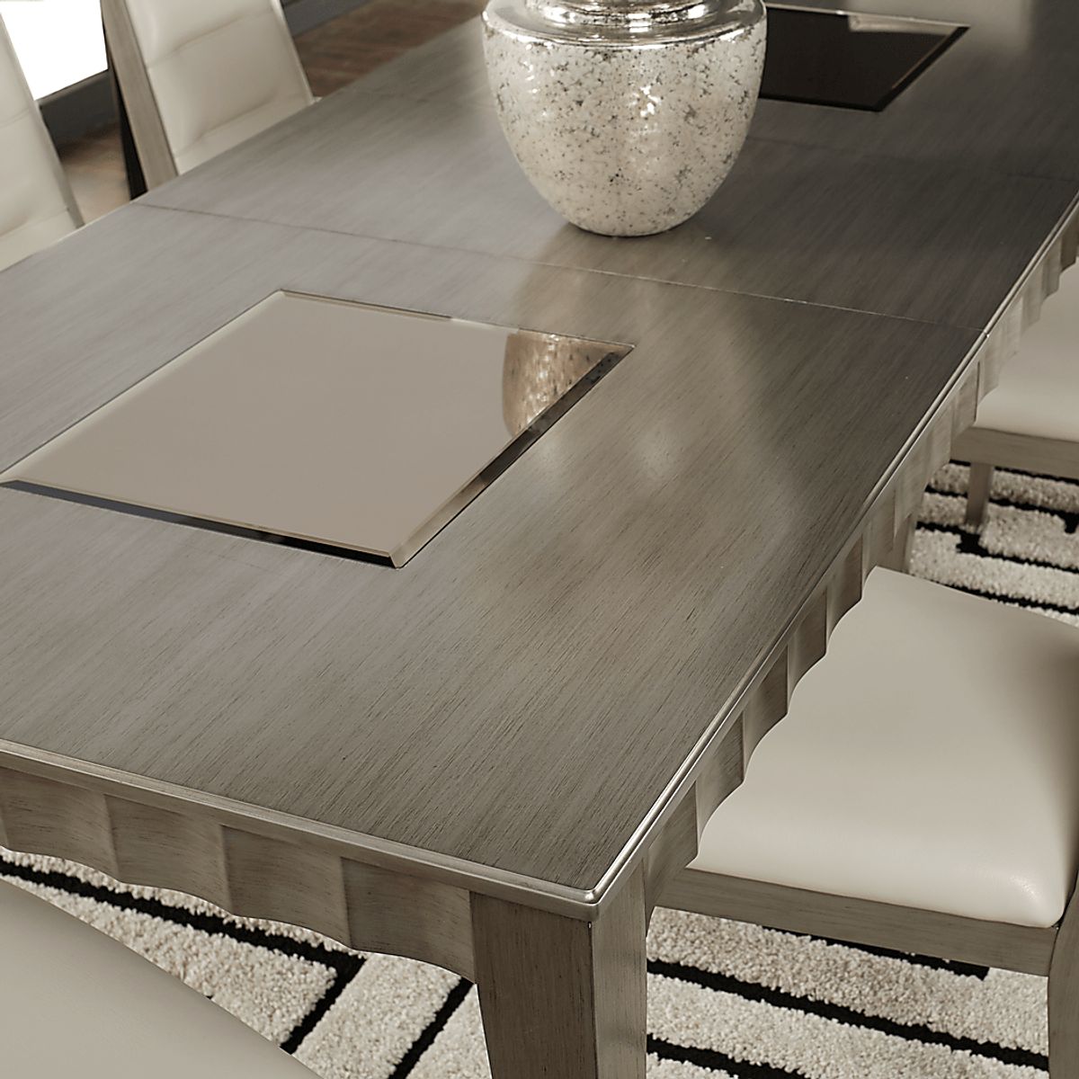 Delanco 5 Pc Pewter Metal Dining Room Set With Dining Table, Side Chair ...