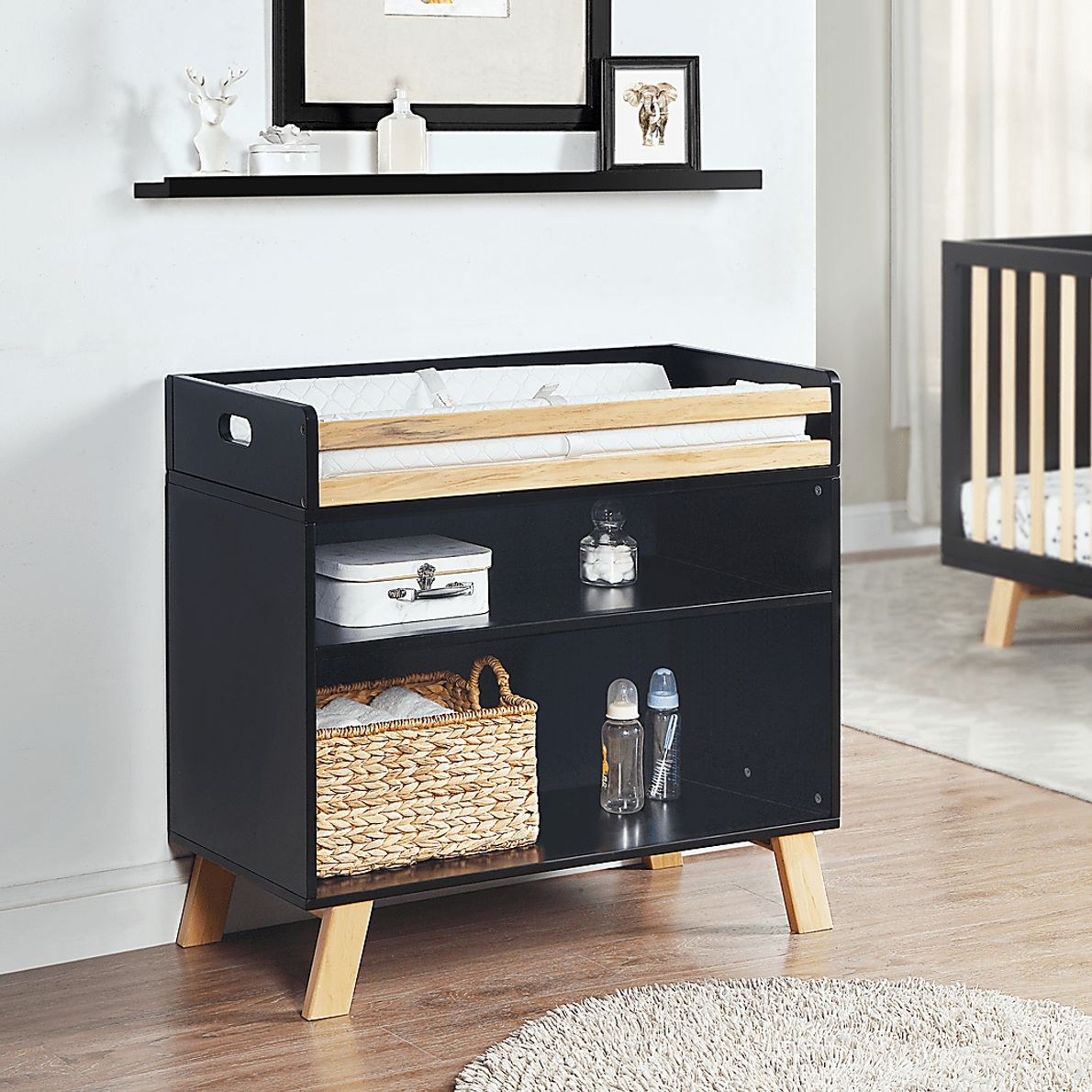 Delavan Black Changing Table - Rooms To Go