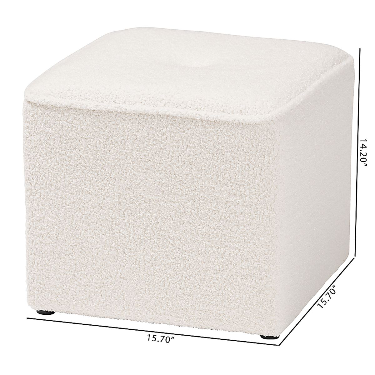 Delcie Ivory Beige Terylene Ottoman | Rooms to Go