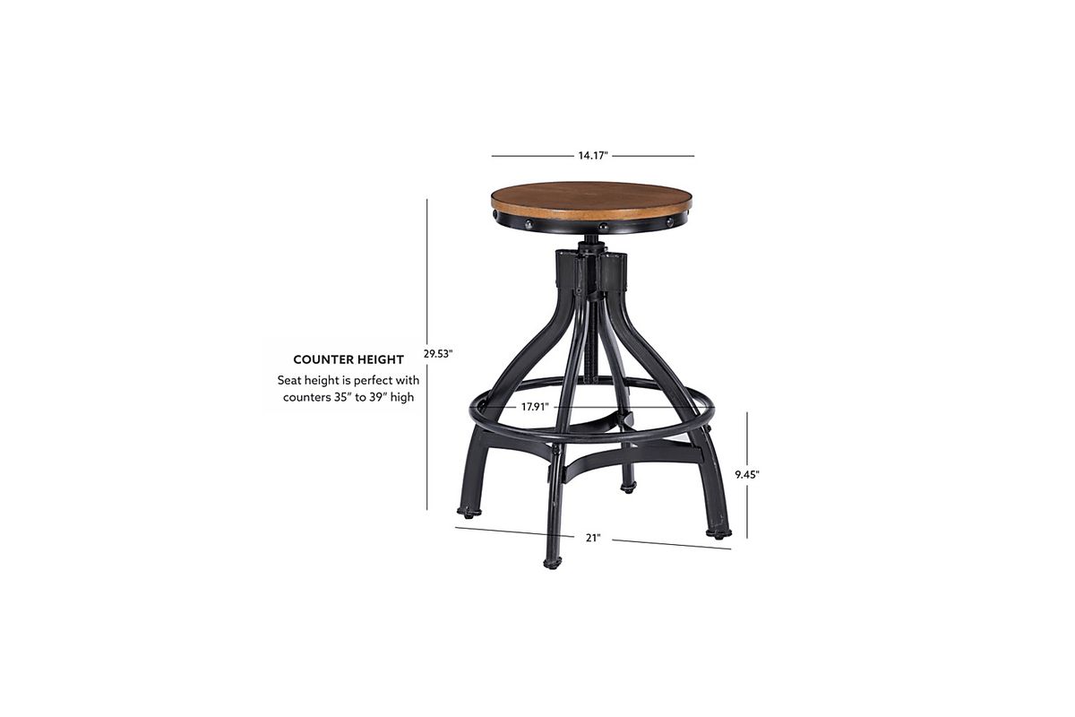 Deleyla Brown,Metal Dark Wood,Metal Brown Adjustable Barstool | Rooms to Go
