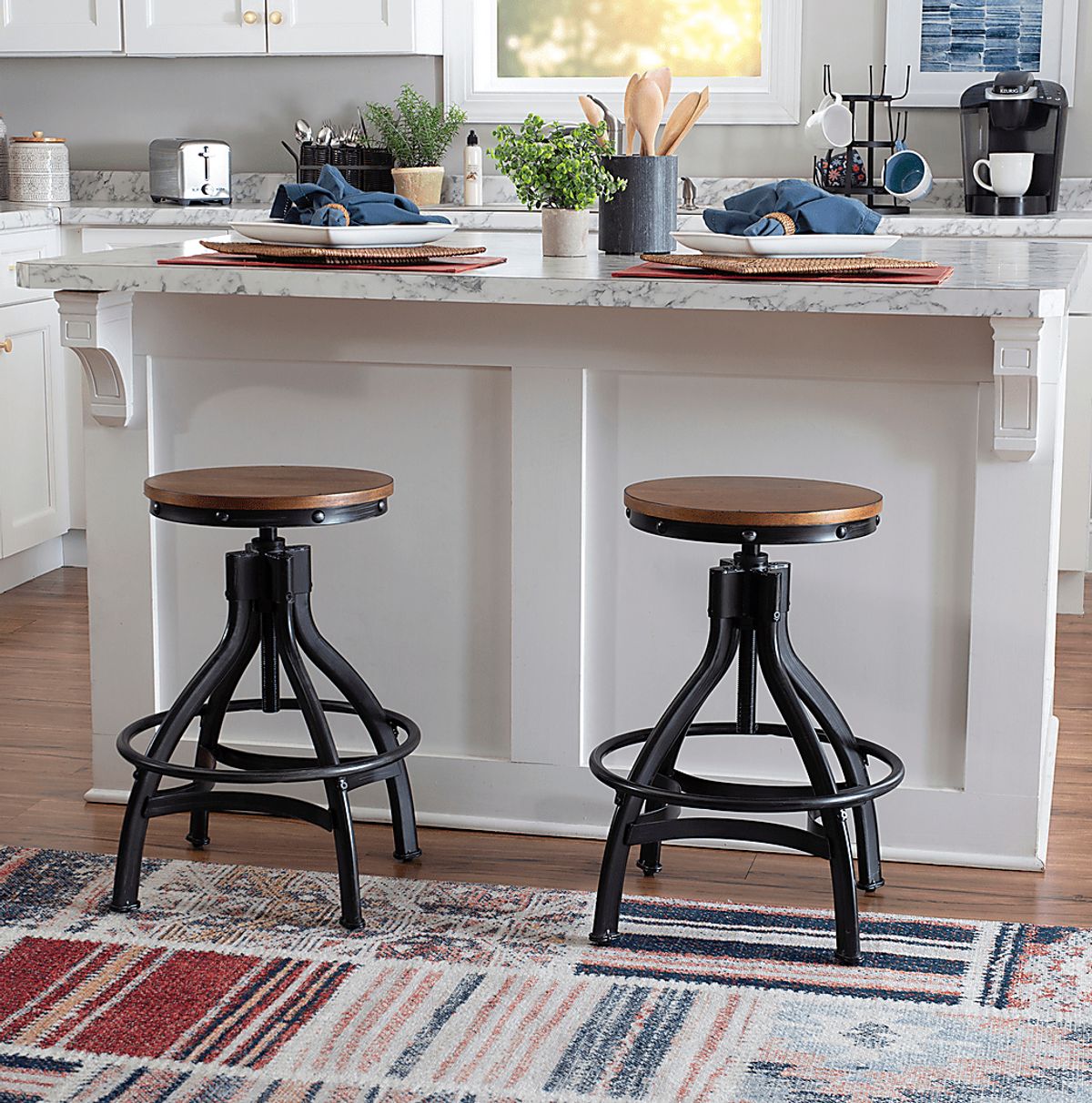 Deleyla Brown,Metal Dark Wood,Metal Brown Adjustable Barstool | Rooms to Go