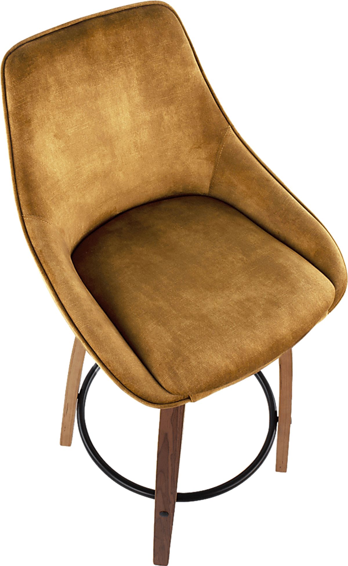 Dellrey Walnut Dark Wood Gold Yellow Counter Height Stool, Set Of 2 ...