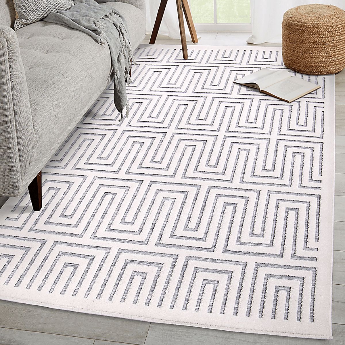 Denbigh White Polypropylene Fabric Rug | Rooms to Go