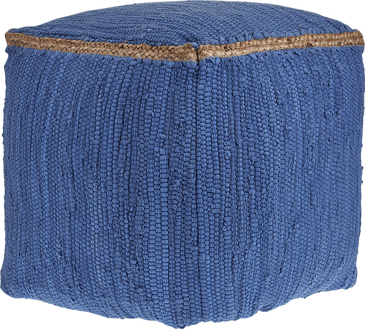 Denilian Blue Cotton Fabric Pouf | Rooms to Go