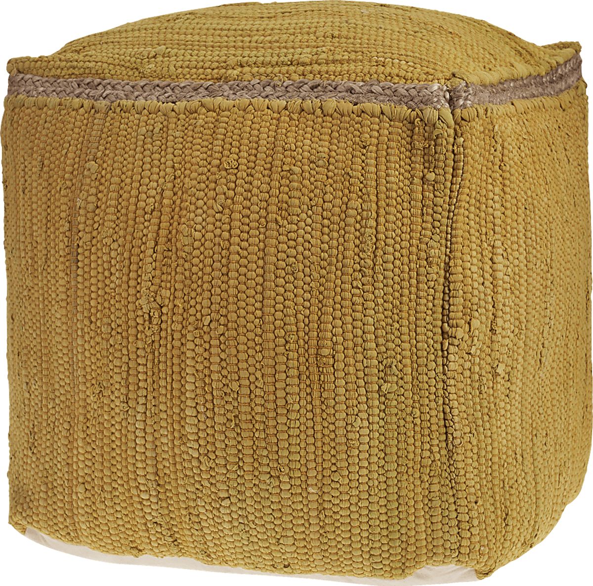 Denilian Yellow Cotton Fabric Pouf | Rooms to Go