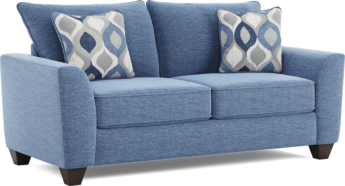 Dennin Heights 5 Pc Blue Woven Living Room Set With Sofa, Loveseat, 3 ...