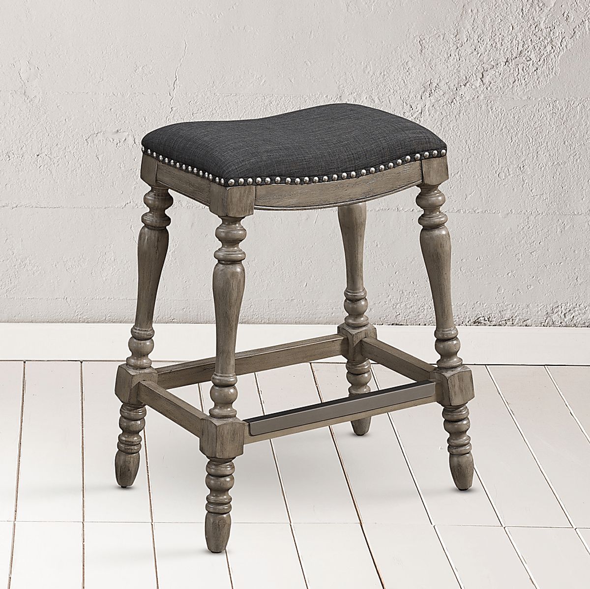 Deno Sand Light Wood Charcoal Black,Gray Counter Stool | Rooms to Go