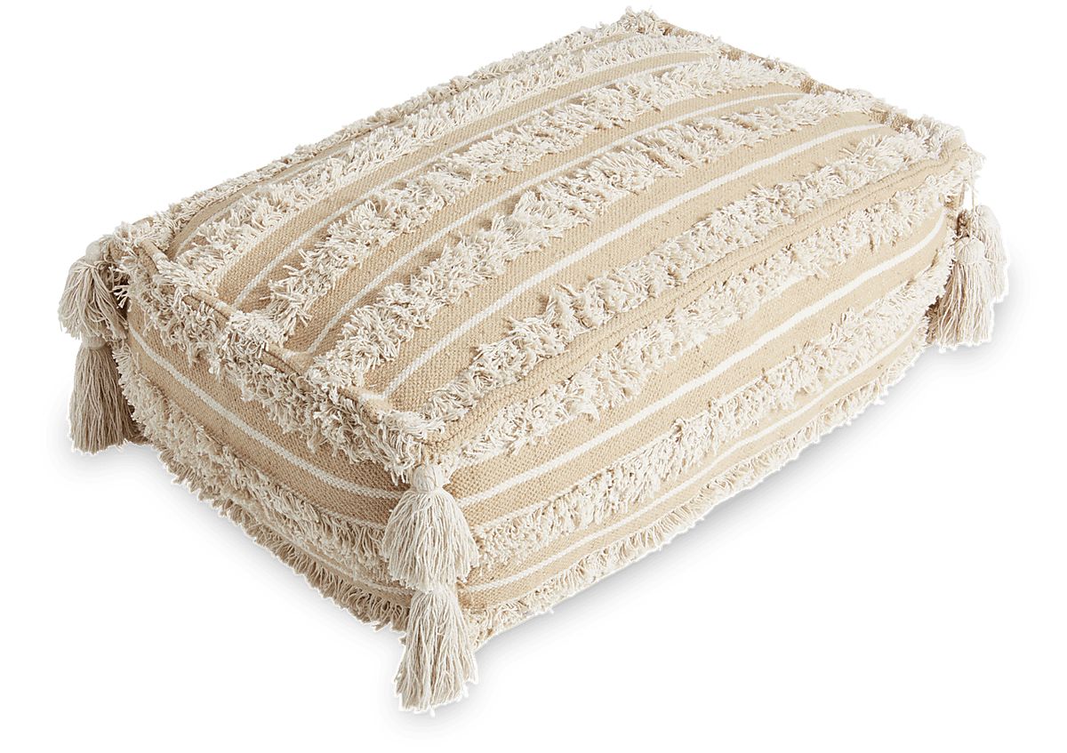 Densler Beige Cotton Fabric Pouf | Rooms to Go