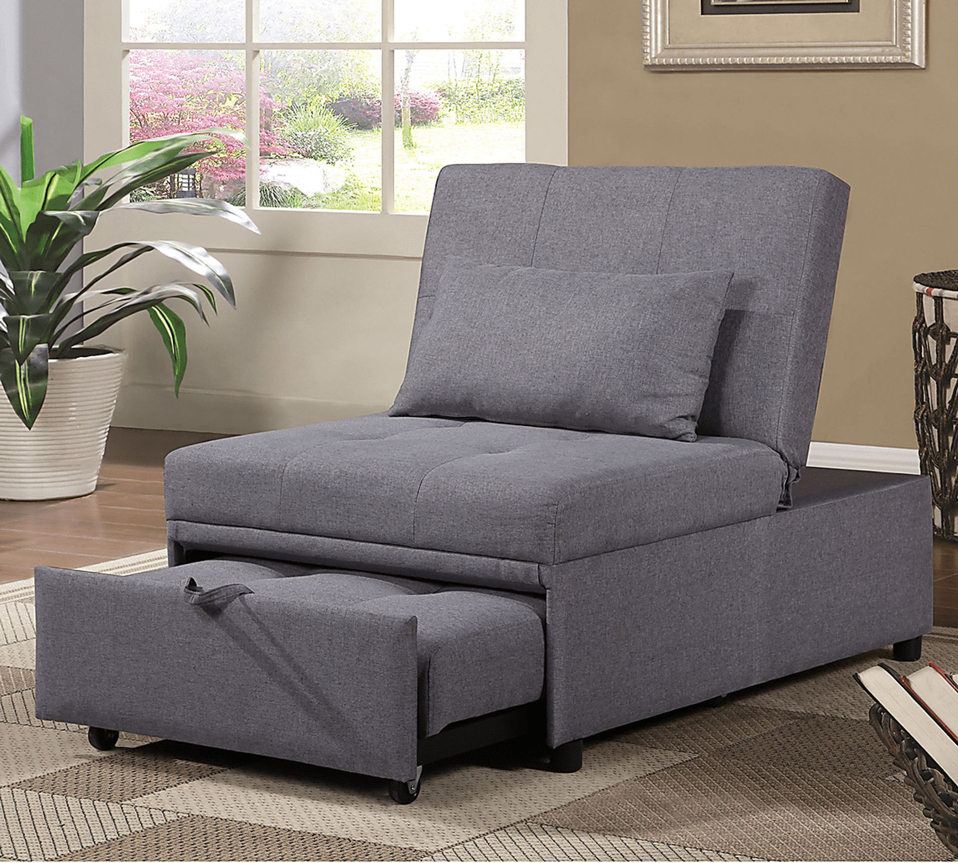 Denvir Gray Polyester Fabric Adjustable Back Chair | Rooms to Go