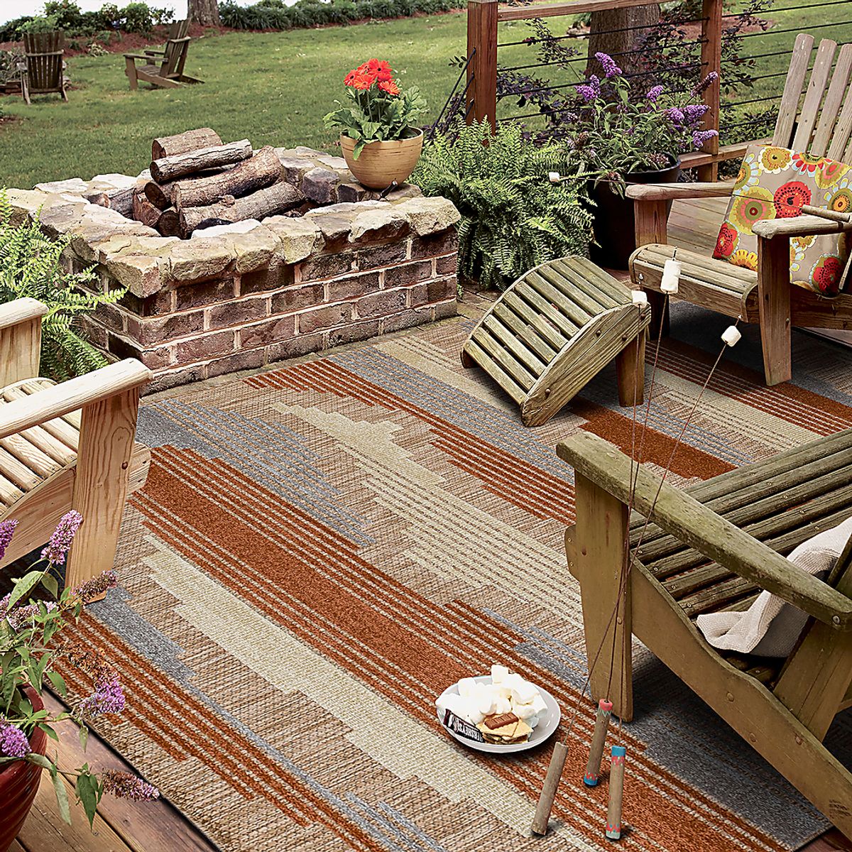 Derose Bay Rust Red Outdoor Rugs | Rooms to Go