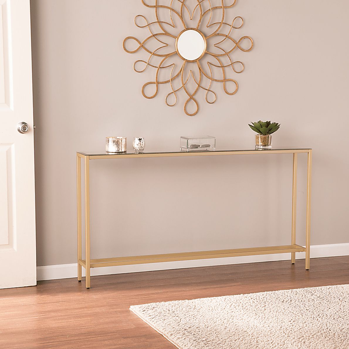 Desner Gold Large Console Table - Rooms To Go