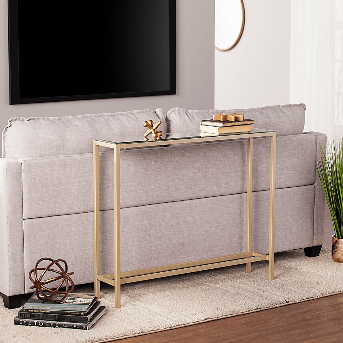 Desner Gold Small Console Table - Rooms To Go
