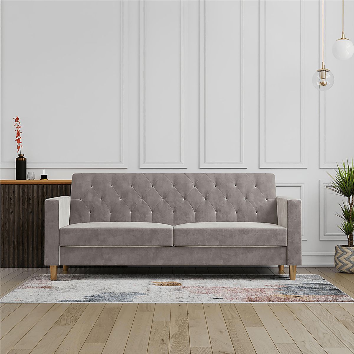 Diechman Light Gray Futon With Storage | Rooms to Go