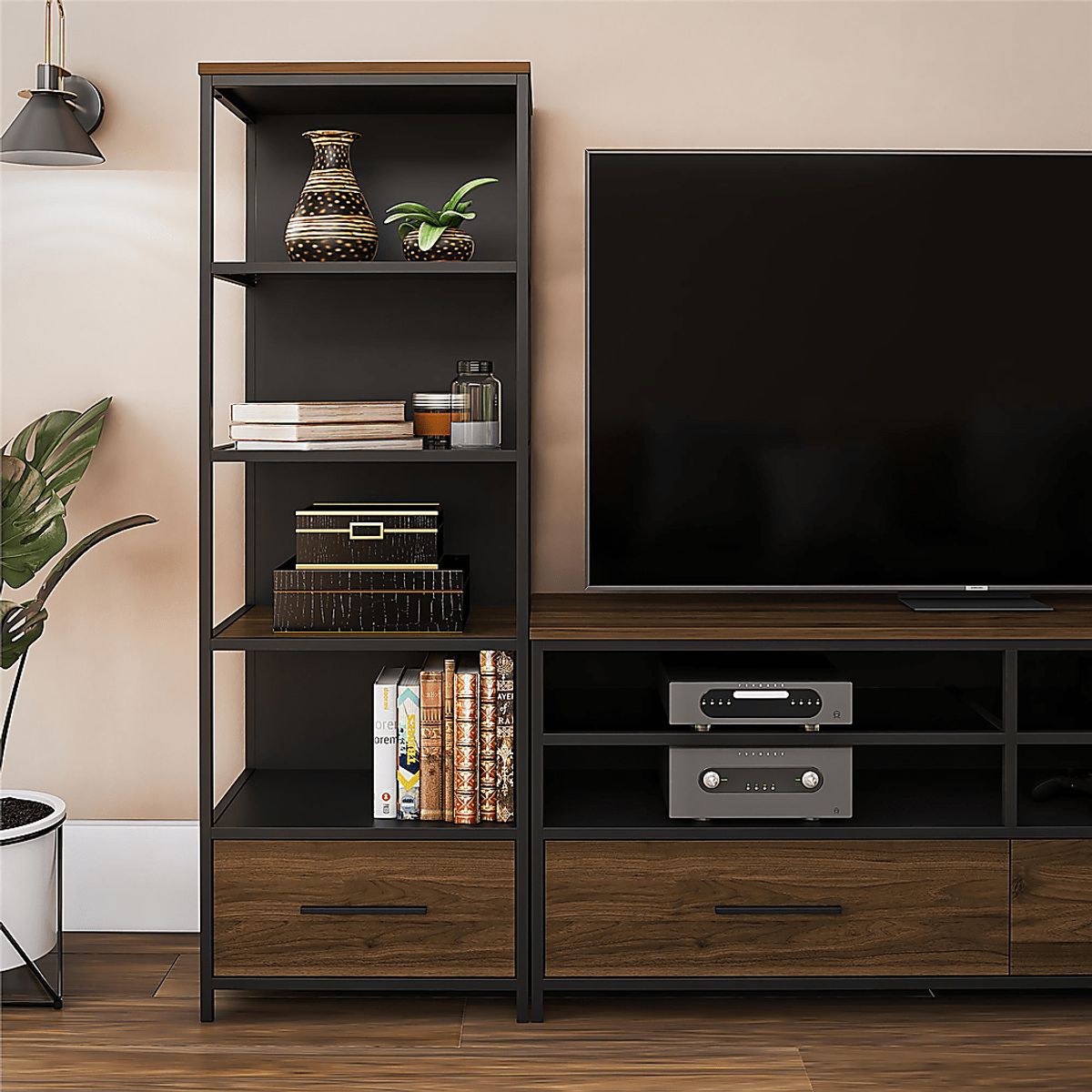 Diele Walnut Dark Wood Bookcase | Rooms to Go