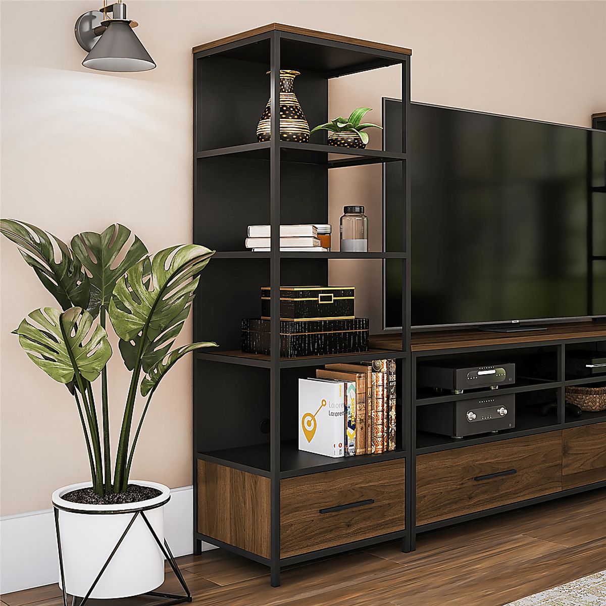 Diele Walnut Dark Wood Bookcase | Rooms to Go