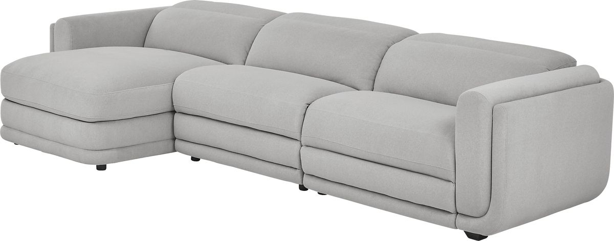 Drew & Jonathan Dillon Smoke Gray Chenille Fabric 3 Pc Dual Power ...