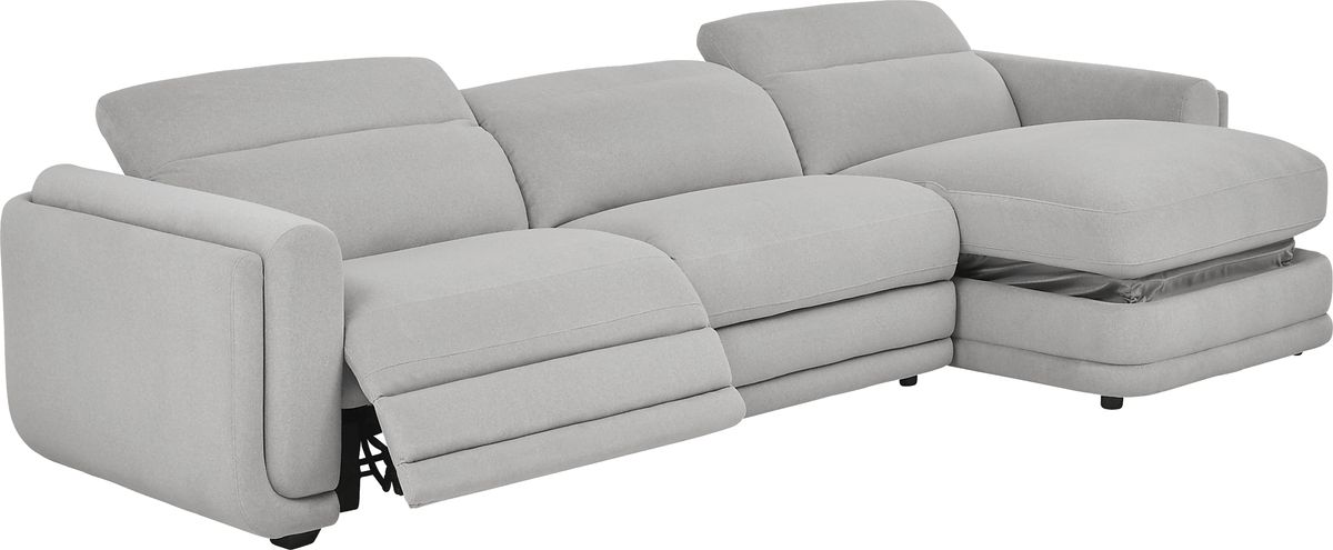 Drew & Jonathan Dillon Smoke Gray Chenille Fabric 3 Pc Dual Power ...