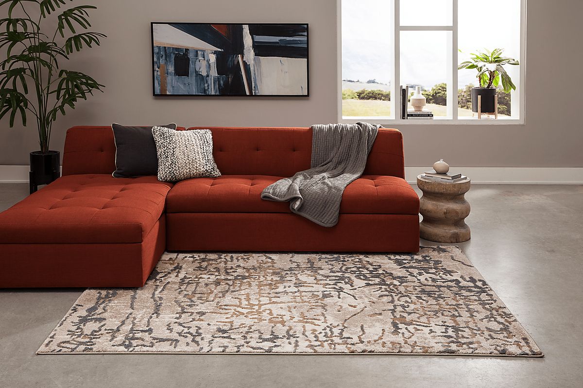 Dinesa Copper Brown,Orange,Yellow Rug | Rooms to Go