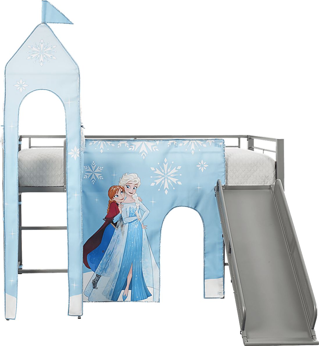 Disney Frozen Silver Jr. Tent Loft Bed with Slide and Tower - Rooms To Go