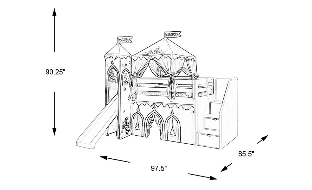 Disney Frozen White Colors,White Step Loft Bed With Slide And Tower ...