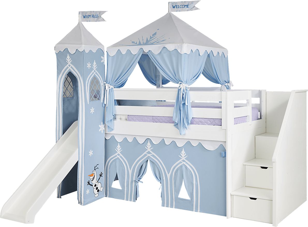 Disney Frozen White Colors,White Step Loft Bed With Slide And Tower ...