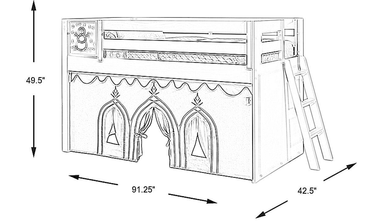 Disney Frozen White Colors,White Loft Bed With Activity Panel | Rooms to Go