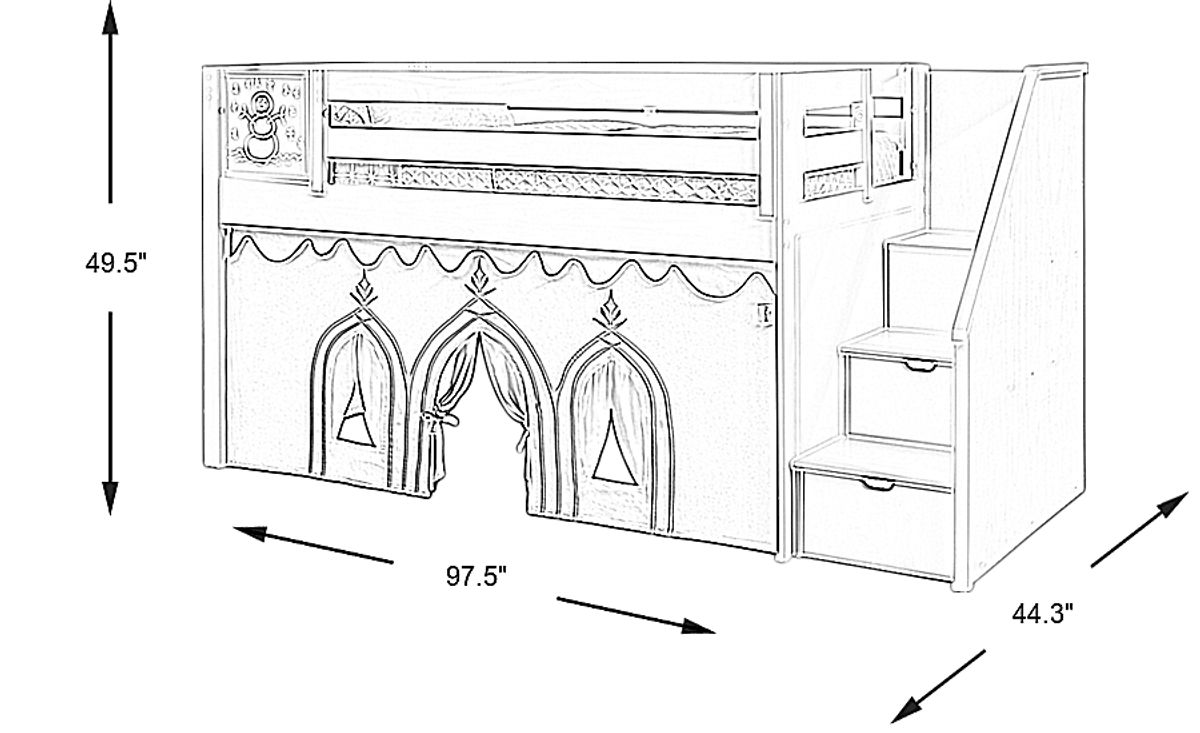Disney Frozen White Colors,White Step Loft Bed With Activity Panel ...